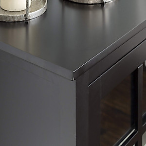 Walker Edison Charlotte Classic Glass Door Storage Buffet, 52 Inch, Black