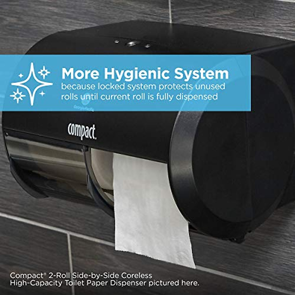 Compact 2-Roll Side-by-Side Dispenser and Coreless 2-Ply Recycled Toilet Paper Starter Kit by GP PRO (Georgia-Pacific), 1 Dispenser and 4 Rolls, 1 Kit per Case