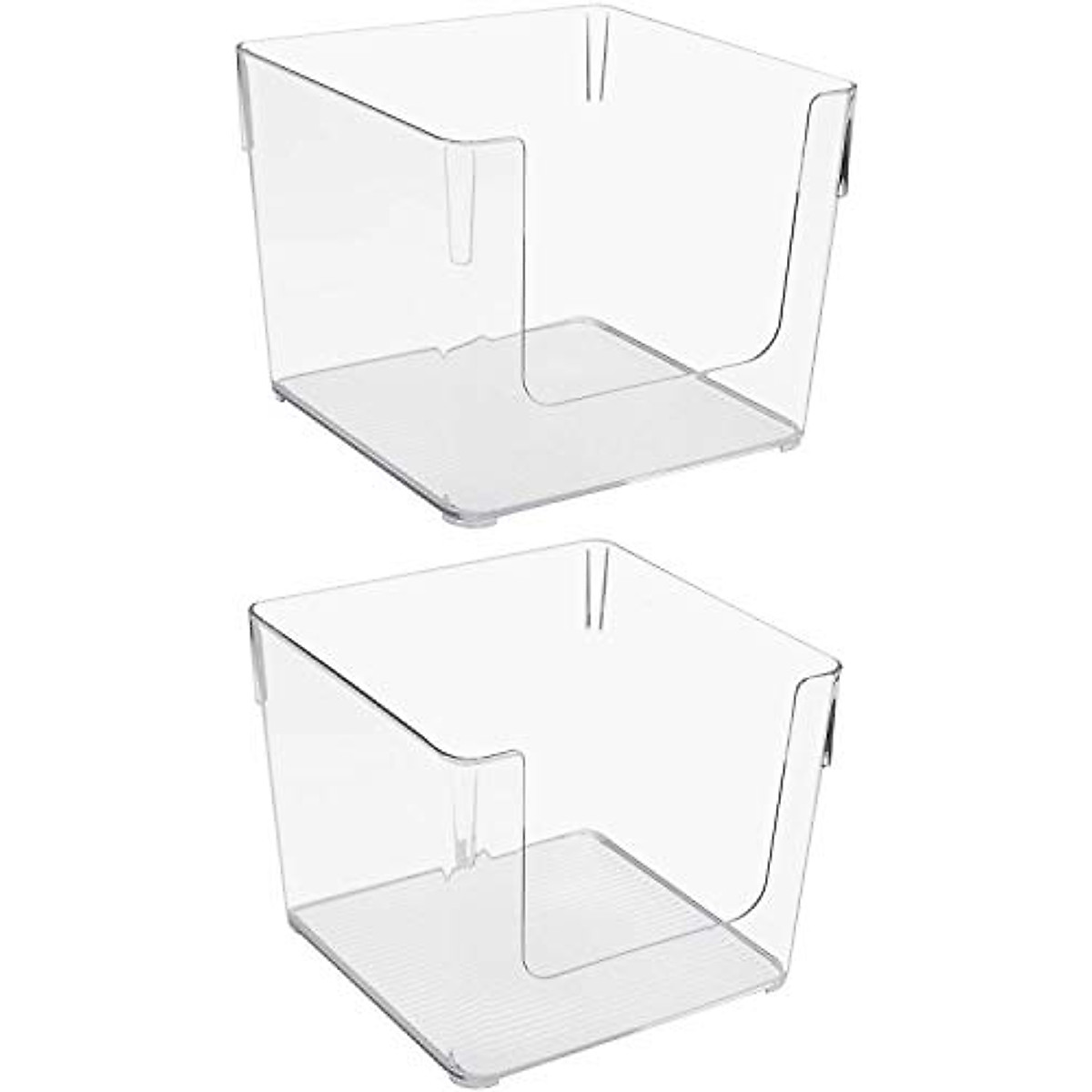 Sorbus Open Plastic Storage Bins Clear Pantry Organizer Box Bin Containers for Organizing Kitchen Fridge, Food, Snack Pantry Cabinet, Fruit, Vegetables, Bathroom Supplies, Square (2-Pack)