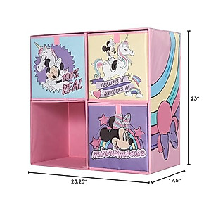 Idea Nuova Disney Minnie Mouse Collapsible Soft Storage Cubby with 3 Collapsible Cubes