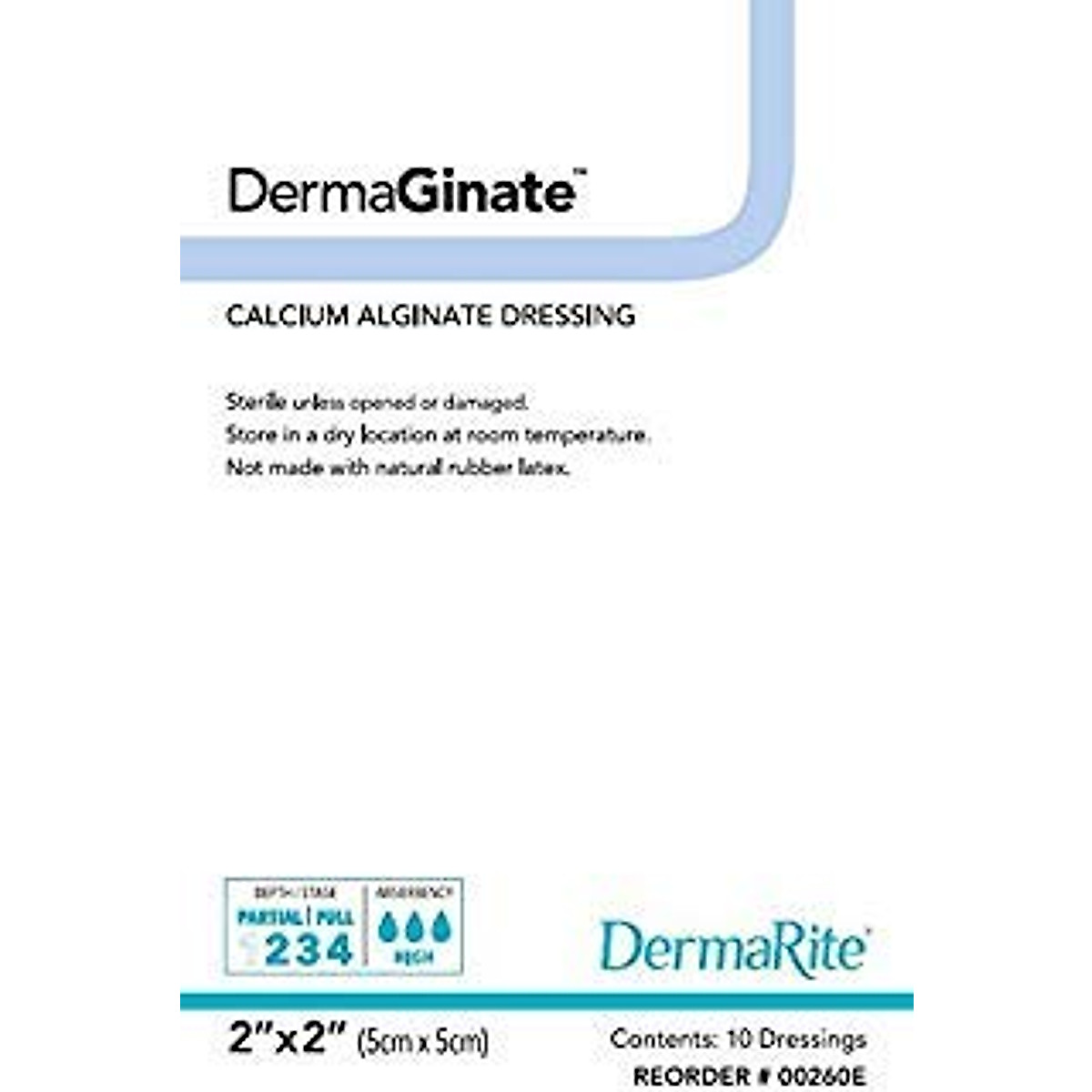 DermaGinate Alginate Dressing 2 X 2'' Sterile 10 per Box