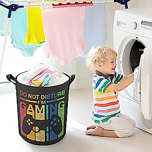 Retro Gamer Laundry Basket Boys Laundry Hamper Gaming Decor Small Dirty Clothes Hamper Collapsible Storage Organizer Bag Video Game Room Accessories and Decor
