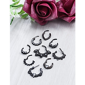 Ocptiy 16G Septum Ring Piercing Jewelry 316L Stainless Surgical Steel Horseshoes Hinged Septum Seamless Hypoallergenic Cute Septum Clicker Nose Ring Earring Hoop Piercing Jewelry Men Women Black 10mm