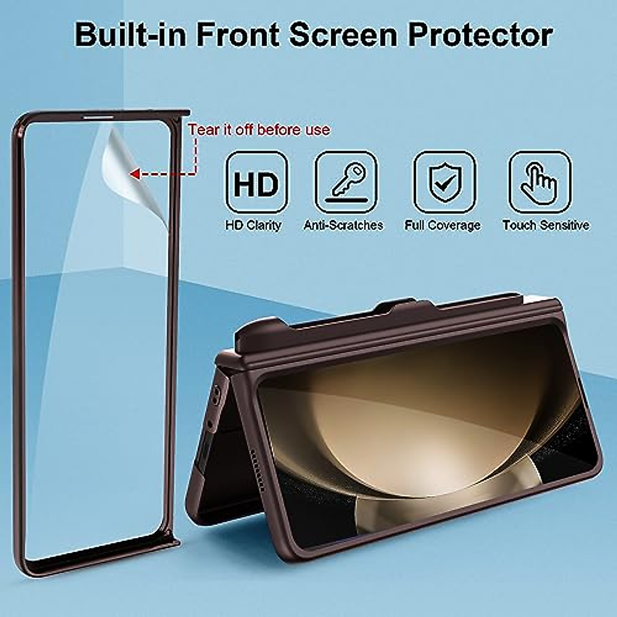 GOHHME for Samsung Galaxy Z Fold 5 Case with Magnetic Hinge Protection S Pen Holder Built-in Screen Protector Adjustable Stand, Camera Protection & Luxury Shockproof Thin Hard PC Cover (Burgundy)