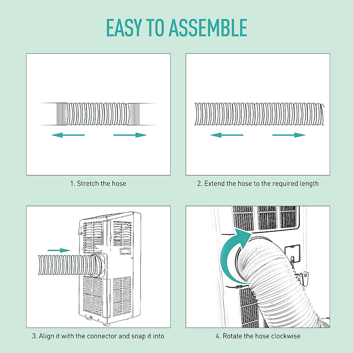 AGPTEK Exhaust Hose for Portable Air Conditioner, 5.9 Inch Diameter AC Vent Hose, Replacement for 5.9 inch Exhaust Vent Tube - Clockwise Thread, 59 Length