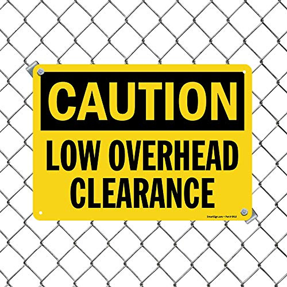 SmartSign - U9-1322-NA_10x14 "Caution - Low Overhead Clearance" Sign | 10" x 14" Aluminum Black on Yellow