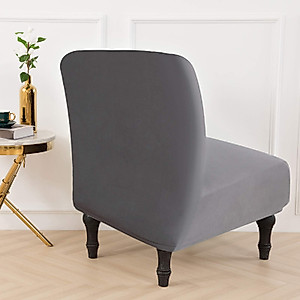 Armless Accent Chair Cover, Large Size Armless Slipper Chair Slipcover, Stretch Universal Thin Fabric Living Room Chair Cover Furniture Protector Removable Washable for Home Hotel Living Room (Grey)