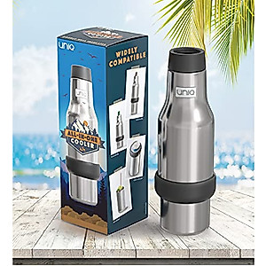 4 in 1 Insulated Bottle & Slim Can Cooler for Beer, Perfect for 11oz, 12oz & 16oz Cans & Beer Bottles - Patent Pending Stainless Steel Insulated Can Cooler Design That Keeps Drinks Cold for X Hours