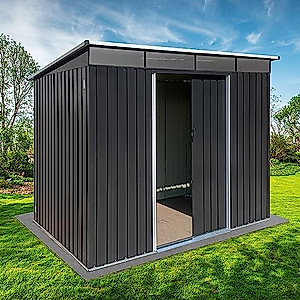 Evedy 6' x 8' Sheds & Outdoor Storage, Metal Storage Sheds with Double Lockable Doors for Bike, Garden Shed Tool Outside Storage Cabinet for Backyard, Patio, Lawn, Flat