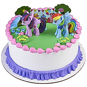 DecoPac My Little Pony Cake Topper, 3-Piece Cake Decorations with Rainbow Dash and Twilight Sparkle Ponies for Fun After the Birthday Party, 3"
