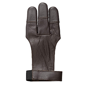 Bear Archery Leather 3 Finger Traditional Archery Shooting Glove, Large, Black, (ASG101L)