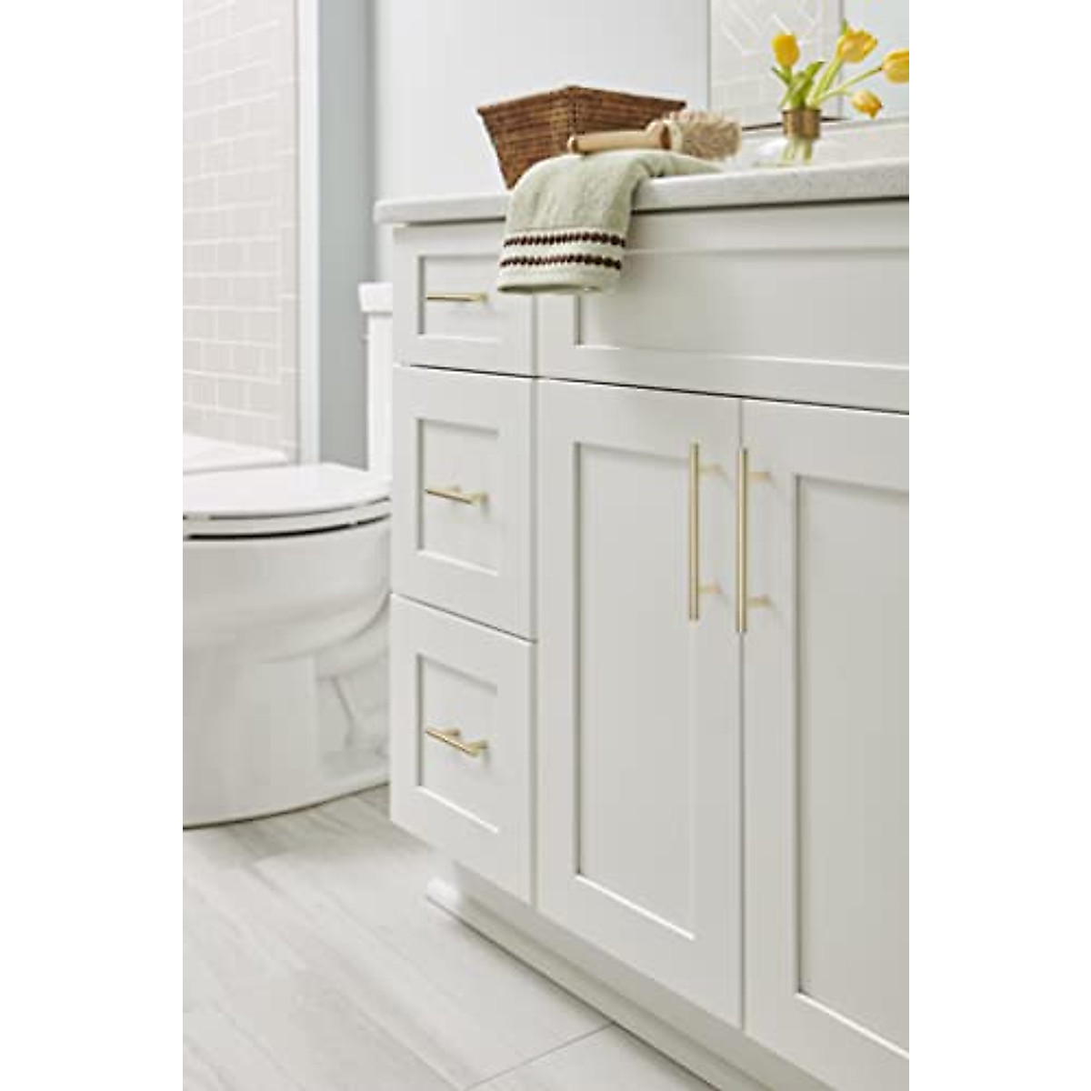 Amerock | Cabinet Pull | Champagne Bronze | 5-1/16 inch (128 mm) Center to Center | Bar Pulls | 1 Pack | Drawer Pull | Drawer Handle | Cabinet Hardware, BP40517CZ