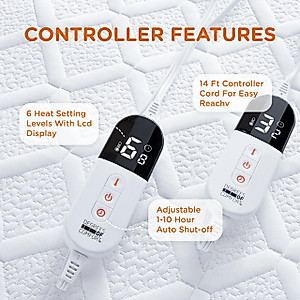 Degrees of Comfort Heated Mattress Pad King Size- Bed Warmer with Memory Function, 10-Hour Auto Shut-Off, Dual Controller, 6 Fast Heating Levels, Breathable Air-Layer Electric Mattress Pad, 78"x80"