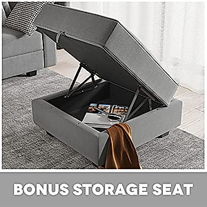 HONBAY Modular Sectional Sofa with Double Chaises U Shaped Sofa for Living Room Sectional Couch with Reversible Ottomans, Grey