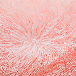 ERLOXO Fluffy Pink Faux Fur Comforter Cover Set，Fluffy Fuzzy Plush Pink Bedding 3Pcs (1 Faux Fur Duvet Cover +2 Fuzzy Pillowcases) Pink Fluffy Bed Set (Pink, Queen)