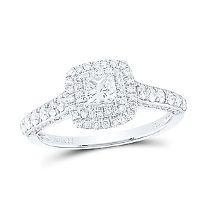 Jewels By Lux 14K White Gold Princess Diamond Solitaire Bridal Wedding Engagement Ring 1 Cttw