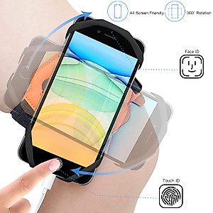 Bidook Armband Case Running Phone Holder 360° Rotatable Hiking Rowing Mountaineering Biking Phone Arm Band for iPhone 14 13 12 11 Pro Max Mini SE Xs XR X 8 7 Plus Samsung LG Google Pixel Motorola