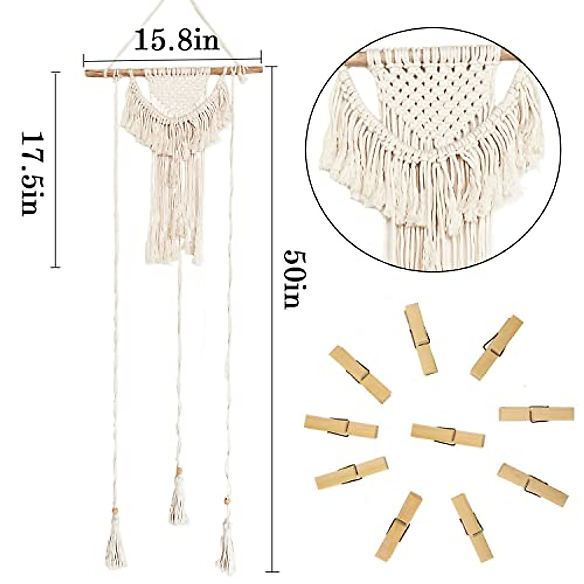 Hat Organizer Hat Wall Hanging Boho Hat Hanger for Storage Handmade Cotton Rope Woven Women Hat Display Rack for Wide macramé Brim and Fedora Hats