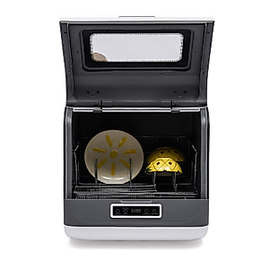 Portable Countertop Dishwasher, Mini Cleaner Dish Washing,Air and Temperature Dry,Compact Dishwasher for Apartments, Dorms and RVs (3 Washing Programs)