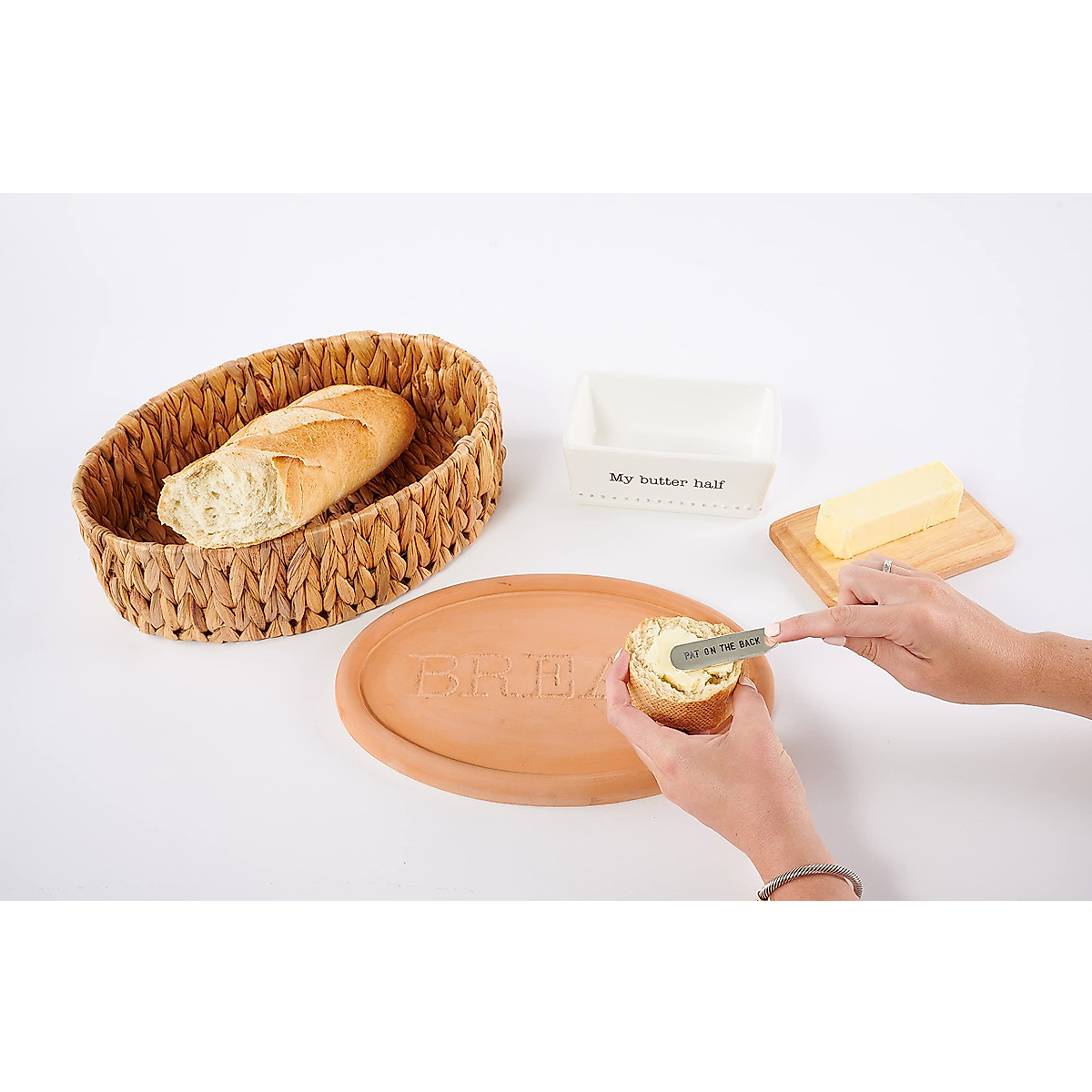 Mud Pie Terracotta Bread Warming Set, Brown, 8 1/2" x 12 1/2"