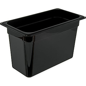 Carlisle FoodService Products Storplus Food Pan, Food Storage Container with Spoonable Corners for Catering, Buffets, Restaurants, Polycarbonate (Pc), 1/3 Size 8 Inches Deep, Black