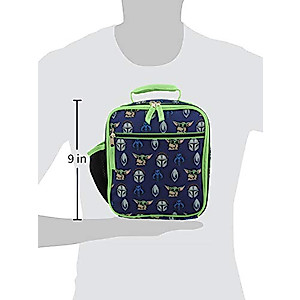 Disney Star Wars Mandalorian Baby Yoda Boy's Girl's Adult Soft Insulated School Lunch Box (One Size, Blue/Green)