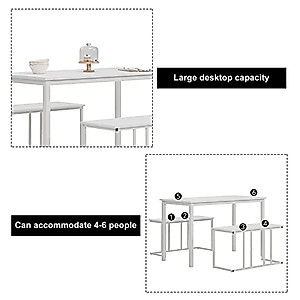 SogesPower Kitchen Table Set with Dining Chairs 47.2 inches Industrial Dining Table Set for 2 Person Modern Kitchen Furniture Suitable for Kitchen Dining Room,White