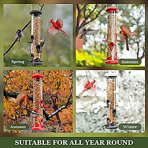 Kingsyard 2 Pack Tube Feeders with 6 Feeding Ports for Outdoors Hanging, Premium Hard Plastic Weatherproof & Steel Hanger, Attracting for Wild Birds (Black)