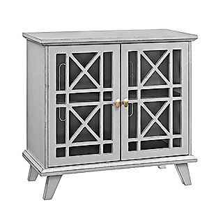 Walker Edison Wood Kitchen Accent Buffet Sideboard Entryway Serving Storage Cabinet with Doors Entryway Kitchen-Dining Room Console Living Room, 32 Inch, Grey