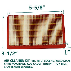 3 Pack 951-10298 Air Filter + Pre Cleaner for MTD 340 450 650 Kohler 14 083 01-S Honda GXV140 2001 08170-ZG9-M00 Lawn Mower Bolens Log Splitter