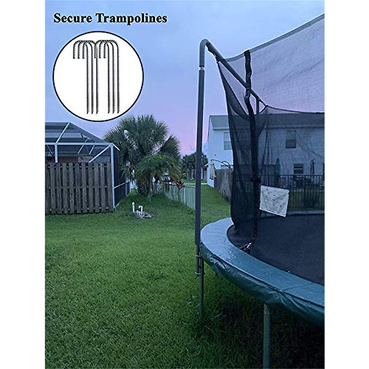 ILSSLI Ground Stakes , Steel Tent Nails , Garden Pegs Ground Anchors Rebar Staples J Hooks Landscape Pegs for Trampoline Dog Dig Defence Cain Link Fence Canopy Yard Farm