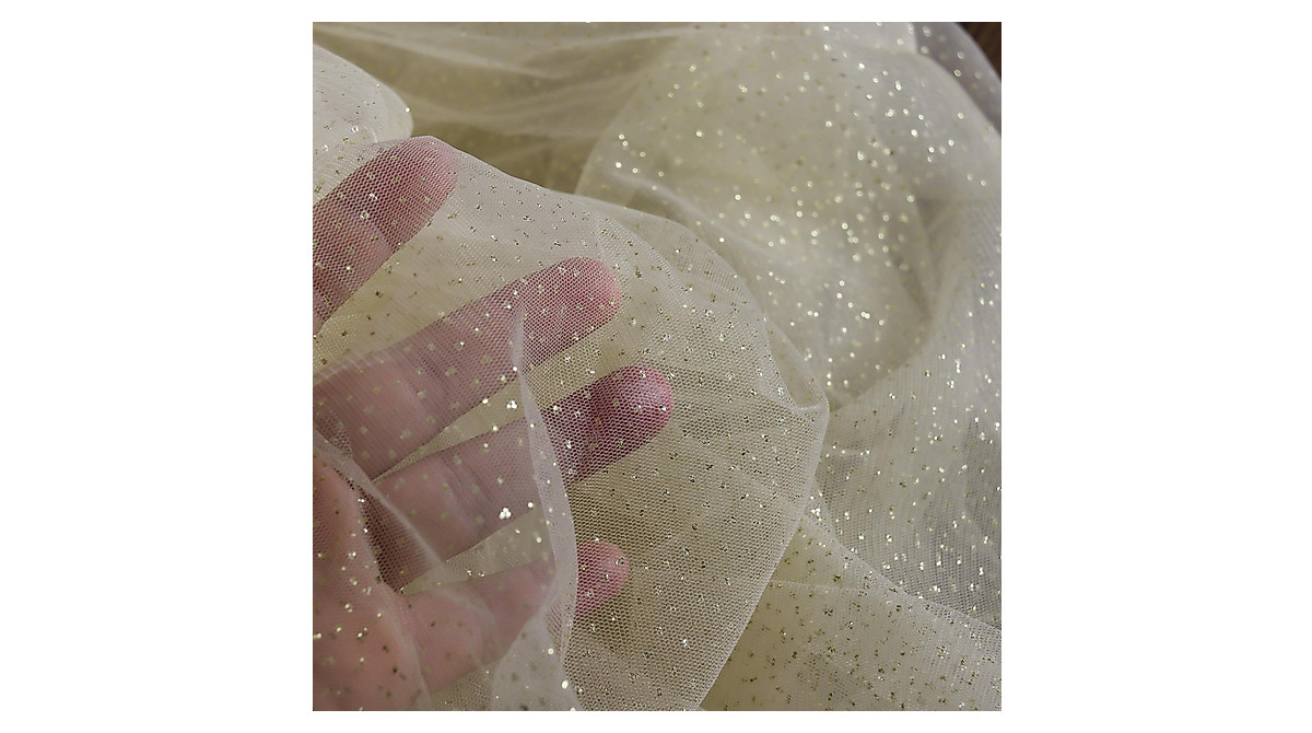 SHAYUAN 60" Glitter Tulle Fabric for Weddings