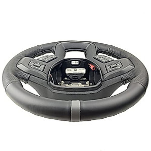 Black Side Perforated Leather Grey Marker Steering Wheel Protector Cover Hand-Stitch on Wrap Fit for Ford F-150 F250 King Ranch/Lariat/XL/XLT/Limited/Platinum/Police Responder 2015-2020