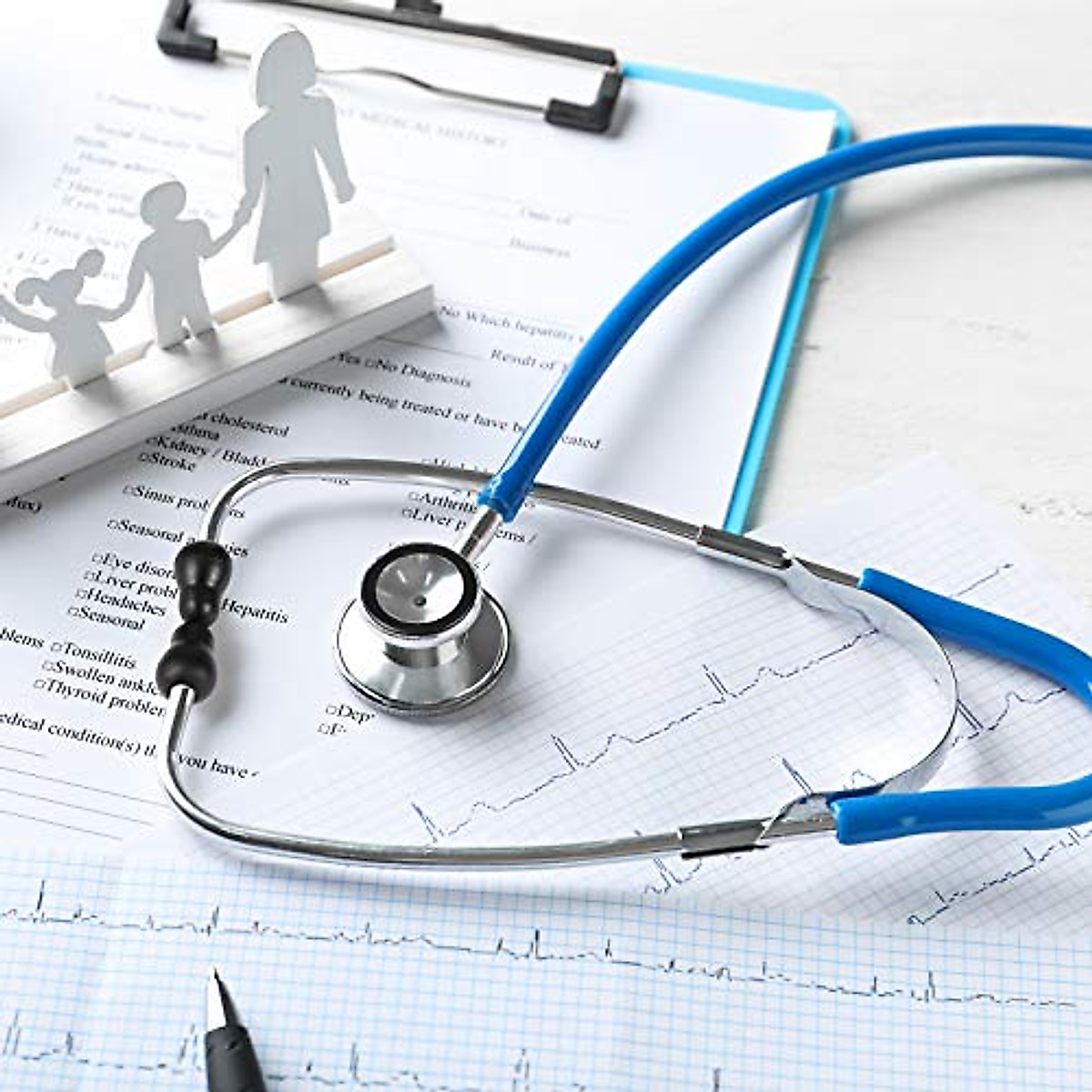 2 Sets Stethoscope Replacement Parts Adult and Pediatric Replacement Diaphragm and Silicone Stethoscope Ear Tips Accessories for Stethoscope (Black)