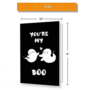 Cute Halloween Card for Him Her, Funny Ghost Anniversary Cards for Husband Wife, Romantic Birthday Card for Boyfriend Girlfriend, Sweet Valentine's Day Card for Women Men, You're My Boo