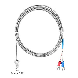 Type K Thermocouple, M6 Screw Fine Thread Type K 0-400℃ Thermocouple Sensor Probes Temperature Sensor Wire(2M) Thermocouple Thermometers and Probes