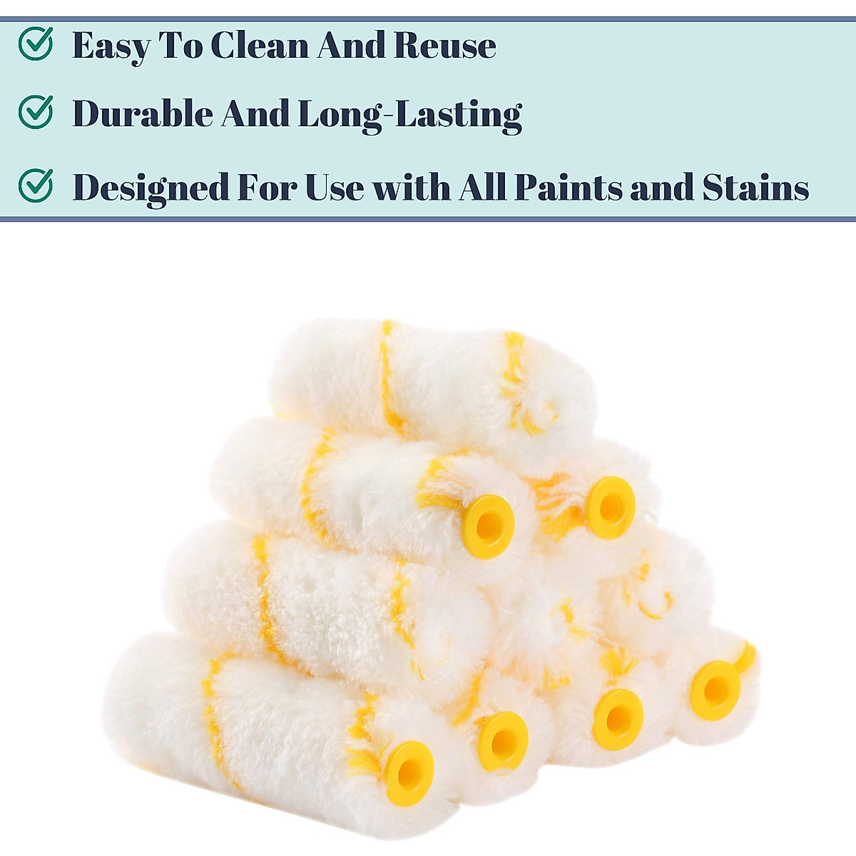 Bates- Paint Rollers, 4 inch Paint Roller with 10 Covers, Small Paint Roller, Paint Rollers for Painting Walls, Mini Rollers for Painting, Paint Roller Small, Paint Roller Frame, Wall Painting Tool