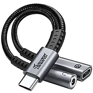 USB C to 3.5mm Headphone and Charger Adapter,2-in-1 USB C to Aux Audio Adapter with PD 60W Fast Charging Compatible with Apple iPhone 15/15Plus/15Pro/15Pro Max,Samsung S23/S22/S21,iPad,Pixel 7/6