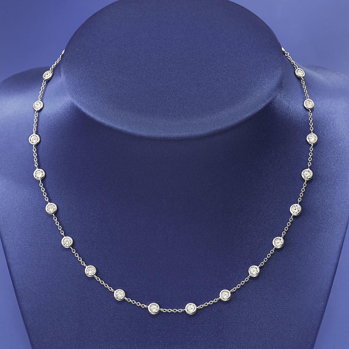 Ross-Simons 10.50 ct. t.w. Bezel-Set CZ Station Necklace in Sterling Silver. 18 inches