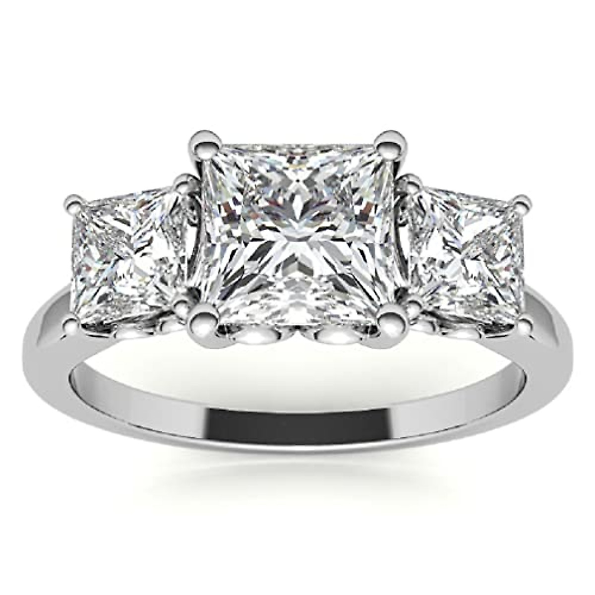 10K Solid White Gold Handmade Engagement Ring, 3 CT Princess Cut Moissanite Diamond Solitaire Bridal/Wedding Ring for Women/Her, Minimalist Ring Anniversary Ring For Gifts (11)