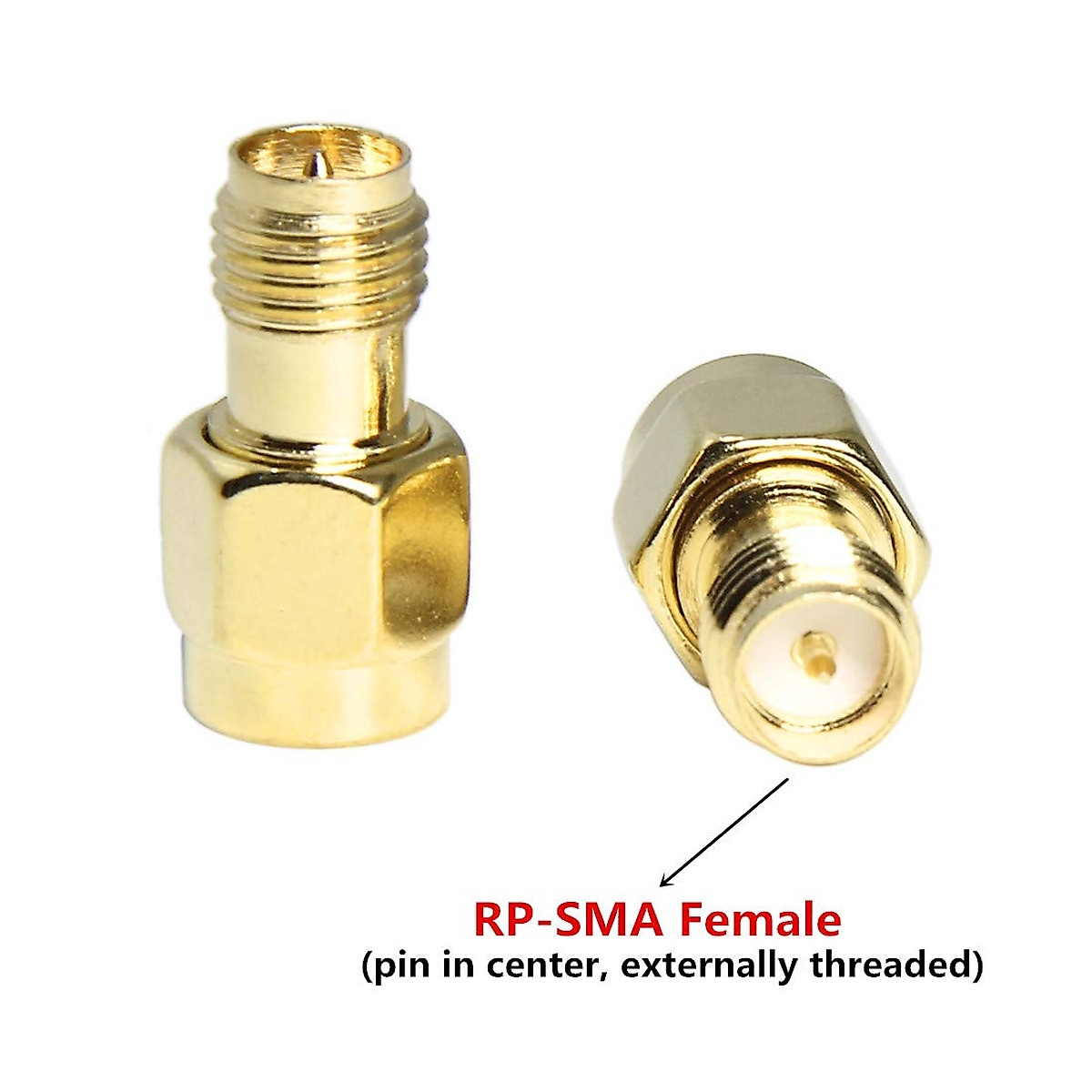 SMA to RP-SMA Adapter, 5 Pack SMA Male Pin to RP-SMA Female Pin Adapter Connector for LTE Router, WiFi Antennas, FPV Drones, Camera