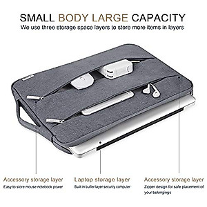 Voova 11 11.6 12 Inch Laptop Sleeve Case, Waterproof Tablet Cover Bag Compatible with MacBook Air 11 12, Surface Pro 7+/7/6/5/4, Surface Laptop Go 2, HP Samsung Acer Asus Chromebook with Handle, Grey