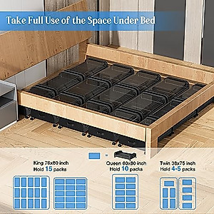 Under Bed Storage with Wheels and Lids, Rolling Underbed Storage Containers, Metal Under the Bed Shoe Storage Organizer with Bag Cover, Under Bed Storage Drawer Bins for Clothes Shoes(2 Pack Black)
