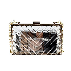 GripIt Acrylic Box Purse Clear Purses Crossbody for Women Evening Bag Transparent V Pattern Clear Handbag Bride Clutch Purse