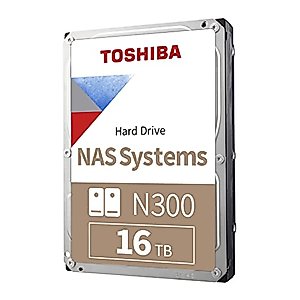 Toshiba N300 16TB NAS 3.5-Inch Internal Hard Drive - CMR SATA 6 GB/s 7200 RPM 512 MB Cache - HDWG31GXZSTA