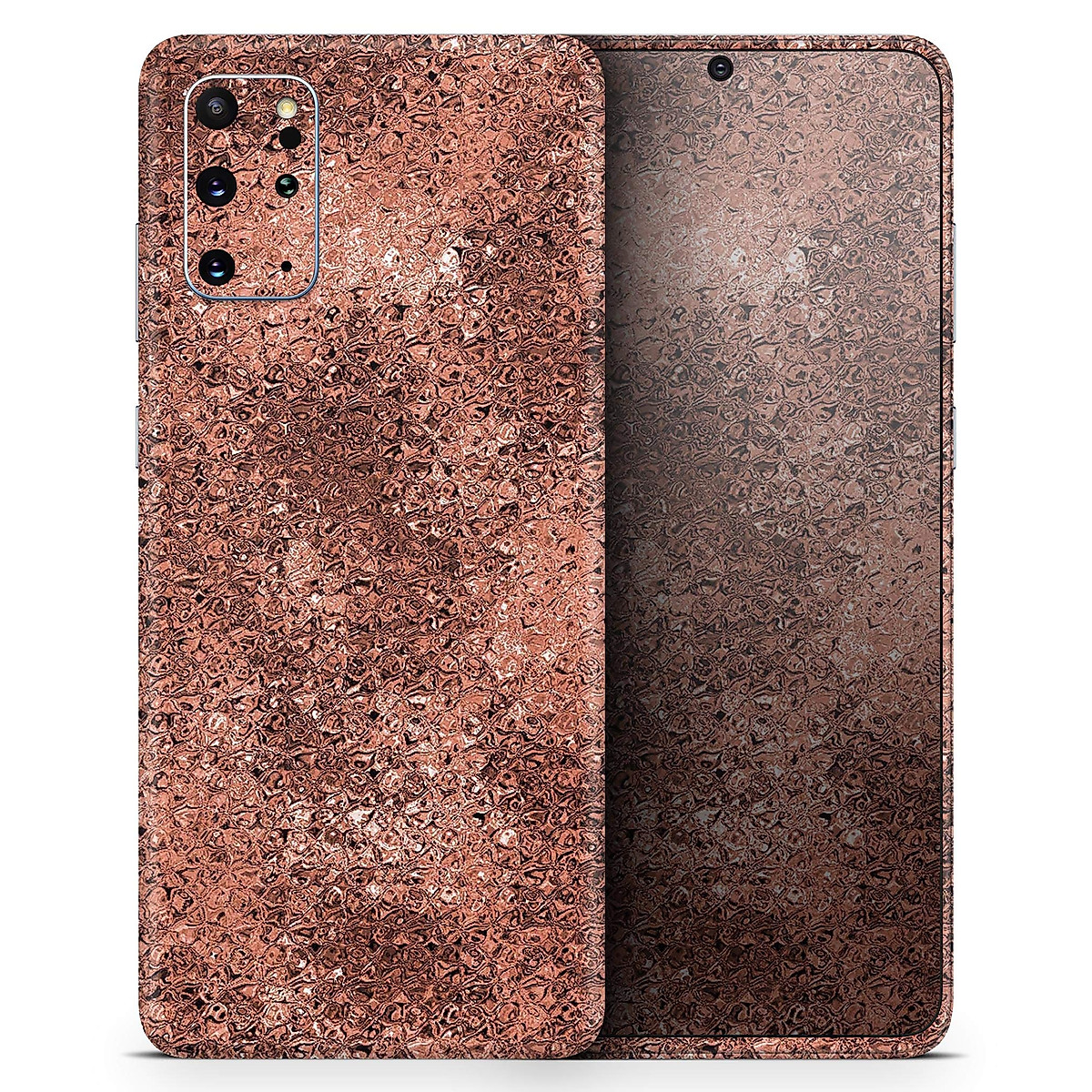 DesignSkinz Rose Gold Liquid Abstract Protective Vinyl Decal Wrap Skin Cover Compatible with The Samsung Galaxy S20 (Screen Trim & Back Glass Skin)