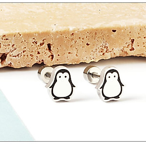 20g Welsh Corgi Raccoon Penguin Tiny Small Stud Earrings for Women Cartilage Tragus Sensitive Ear Flat Back Cute Stainless Steel Dog Animal Studs Hypoallergenic Sleeper Huggie Piercing Post Fashion Jewelry Gifts Bff Birthday Daughter Xmas 3 Pairs Set