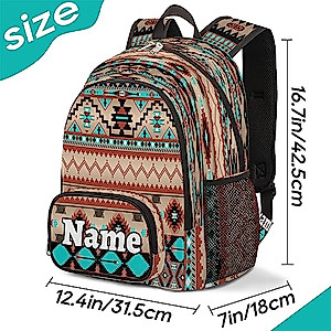 Herdesigns Aztec Print Custom Backpack for Men Women Adult Aztec Geometric Personalized Lightweight Casual Laptop Backpack Customized Computer Hiking Gym Travel Travel Daypack with Name