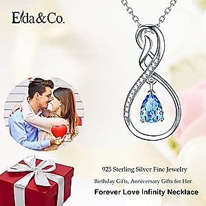 ELDA & CO. Birthday Gifts for Wife March Birthstone Aquamarine Necklace Mom Forever Love Infinity Pendant Sterling Silver Necklace