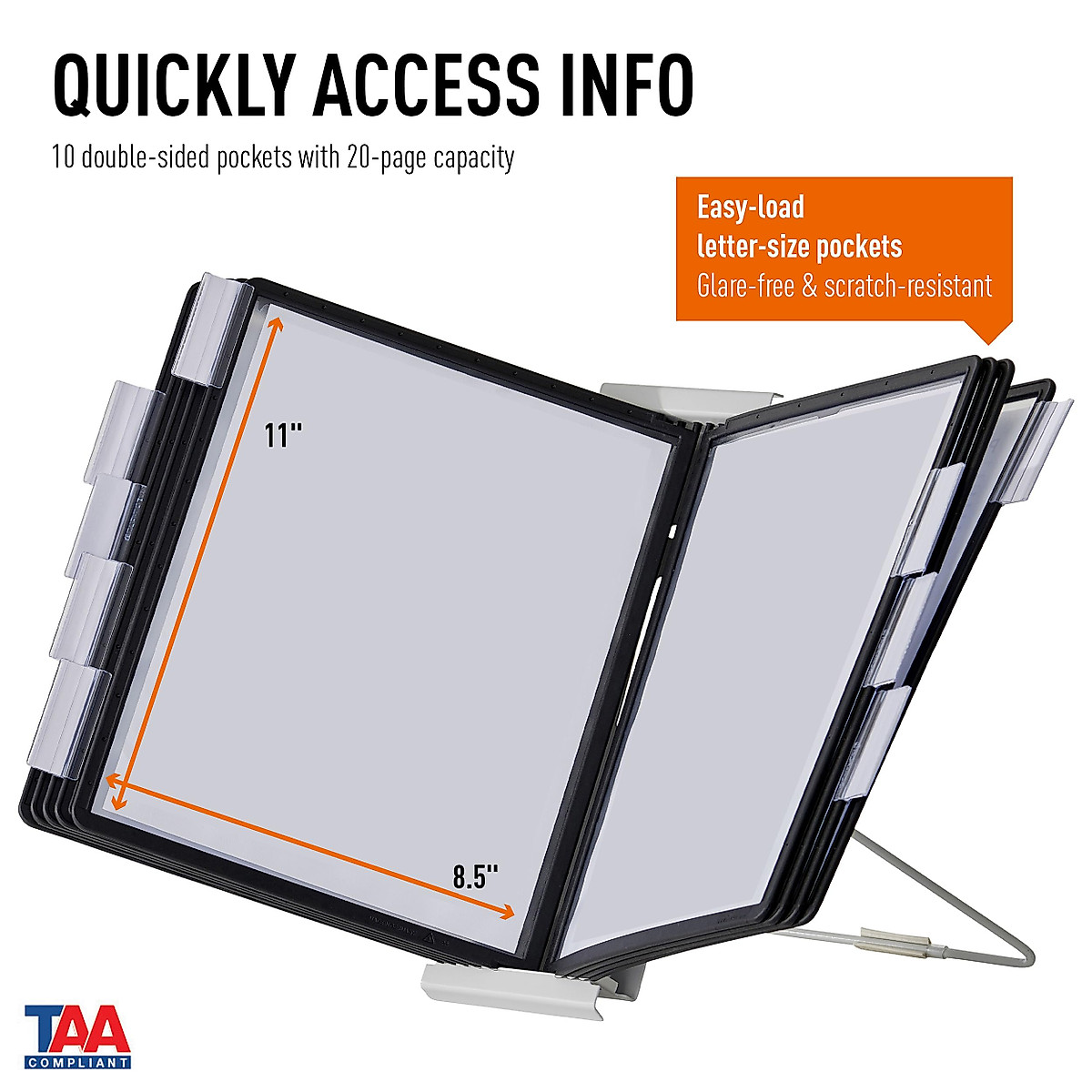 DURABLE Desktop Reference System, 10 Double-Sided Panels, Letter-Size, Black, INSTAVIEW Design (561201)